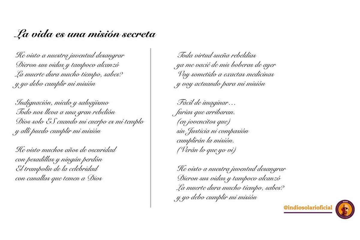 El Indio Solari compartió las letras de los temas que estrenó en La Plata